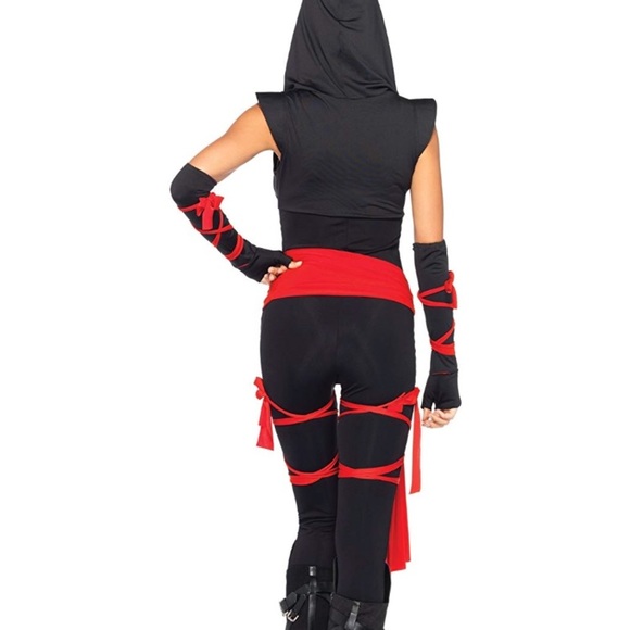 Pants & Jumpsuits | Sexy 5pc Black Red Ninja Halloween Costume Nwt ...
